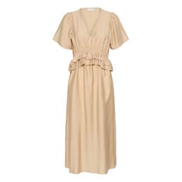 Midikleid Kaffe "Kleid KAjasmin", Damen, Gr. 34, N-Gr, beige (smoke gray cc), Obermaterial: 83% Viskose CV. 17% Polyamid PA., Kleider Midikleid