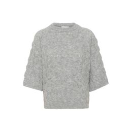 Strickpullover Kaffe "Strickpullover KAmalene", Damen, Gr. L, grau (grau melange), Obermaterial: 78% Polyester PES. 13% Polyacryl PAN. 6% Wolle mw. 3% Elasthan EL., Pullover Strickpullover