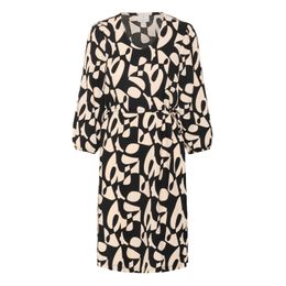 Midikleid Kaffe "Kleid KAkatrine", Damen, Gr. L, N-Gr, schwarz (schwarz contrast blocks), Obermaterial: 98% Polyester PES. 2% Elasthan EL., Kleider Midikleid