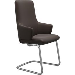 Polsterstuhl stressless "Laurel", braun (braun batick, chrom gl&auml;nzend), B:58cm H:105cm T:60cm, Leder BATICK: BATICK ist ein leicht korrigiertes, durchgef&auml;rbtes und genarbtes M&ouml;belleder, bei dem die meisten Unebenheiten und Spuren in der Regel entfernt wurden., St&uuml;hle, Polsterstuhl, High Back mit Armlehne, Gr&ouml;&szlig;e L, mit Beinen aus Stahl in Chrom