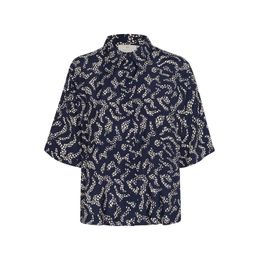 Langarmhemd Kaffe "Langarm - Hemd KAbarton", Damen, Gr. 38, N-Gr, blau (midnight marine lace print), Obermaterial: 50% Viskose CV. 50% Viskose LENZING ECOVERO CV LenzEcov., Hemden