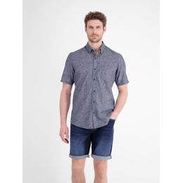 Kurzarmhemd Lerros "Kurzarmhemd, unifarben aus pflegeleichtem Materialmix", Herren, Gr. L, Normalgr&ouml;&szlig;en, grau (classic navy), 60% Polyester, 40% Baumwolle, Hemden