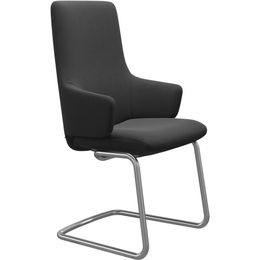 Polsterstuhl stressless "Laurel", grau (charcoal dinamica, chrom gl&auml;nzend), B:58cm H:105cm T:60cm, Microfaser DINAMICA (88% Polyester, 12% Polyurethan), St&uuml;hle, Polsterstuhl, High Back mit Armlehne, Gr&ouml;&szlig;e L, mit Beinen aus Stahl in Chrom