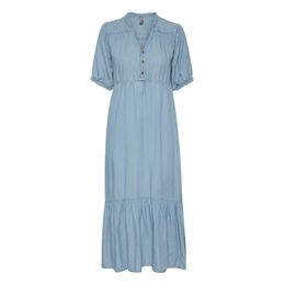 Midikleid Culture "Kleid CUaurelia", Damen, Gr. L, N-Gr, blau (light blau wash), Obermaterial: 65% Lyocell CLY. 35% Baumwolle CO., Kleider Midikleid