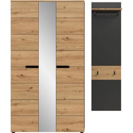 Garderoben-Set Home Affaire "REHAT, TOPSELLER, 2-teilig, Breite 165 cm, individuell stellbar", basalt grau, artisan eiche nachbildung, B:165cm H:190cm T:37cm, Holzwerkstoff, Kastenm&ouml;bel-Sets, Garderobenkombination, Kombination, Set, Flurgarderobe, Diele