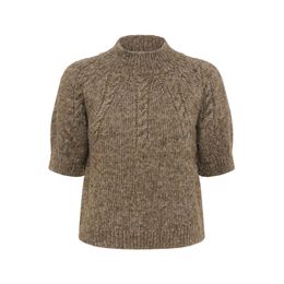 Strickpullover Kaffe "Strickpullover KAcuba", Damen, Gr. L, braun (morel melange), Obermaterial: 47% Polyacryl PAN. 35% Polyester PES. 13% Polyamid PA. 5% Wolle mw., Pullover Strickpullover