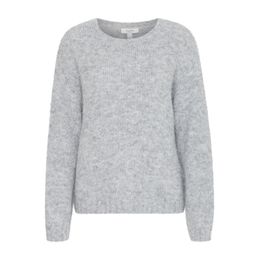 Strickpullover B.Young "Strickpullover BYMILLER", Damen, Gr. M, grau (mid grau melange), Obermaterial: 64% Polyester PES. 28% Polyacryl PAN. 5% Wolle mw. 3% Alpaka WP., Pullover Strickpullover