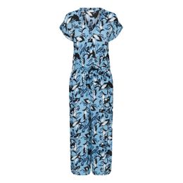 Jumpsuit Kaffe "Overall KAmille", Damen, Gr. 34, N-Gr, blau (blau graphic flower), Obermaterial: 100% Viskose LENZING ECOVERO CV LenzEcov., Overalls Jumpsuit
