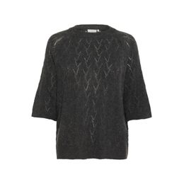 Strickpullover Kaffe "Strickpullover KAtiana", Damen, Gr. M, grau (schwarz oyster melange), Obermaterial: 64% Polyester PES. 31% Polyacryl PAN. 5% Wolle mw., Pullover Strickpullover