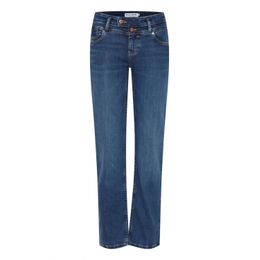 Regular-fit-Jeans Pulz Jeans "Jeans PZANETT", Damen, Gr. 27, L&auml;nge 30, blau (medium blau denim), Obermaterial: 82% Baumwolle CO. 16% Polyester PES. 2% Elasthan EL., Jeans