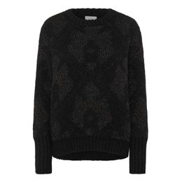 Strickpullover Kaffe "Strickpullover KAsandra", Damen, Gr. L, schwarz (schwarz silber lurex jacquard), Obermaterial: 76% Polyester PES. 15% Polyacryl PAN. 7% Wolle mw. 2% Elasthan EL., Pullover Strickpullover