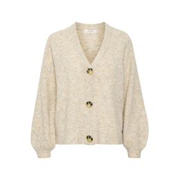 Strickjacke Cream "Strickjacke CRMerle", Damen, Gr. L, beige (oat melange), Obermaterial: 54% Polyacryl PAN. 32% Polyester COOLMAX PES(Coolmax). 10% Wolle mw. 4% Elasthan EL., Strickjacken Strickjacke