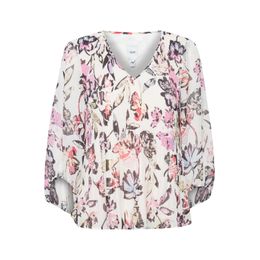 Kurzarmbluse Ichi "Kurzarm-Bluse IHELLY", Damen, Gr. 36, grau (crystal gray collage print), Obermaterial: 56% Polyester Pol. recyc.. 44% Polyester PES., Blusen