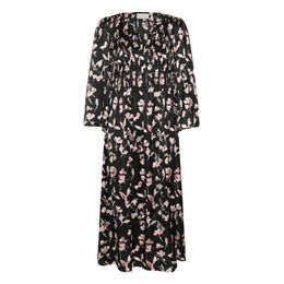 Midikleid Kaffe "Kleid KAmagda", Damen, Gr. 40, N-Gr, schwarz (schwarz, light lila flowers), Obermaterial: 100% Polyester PES., Kleider Midikleid
