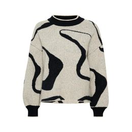 Strickpullover Kaffe "Strickpullover KAwilma", Damen, Gr. L, grau (blurry circle pattern), Obermaterial: 46% Polyacryl PAN. 45% Nylon NY. 5% Wolle mw. 4% Elasthan EL., Pullover Strickpullover