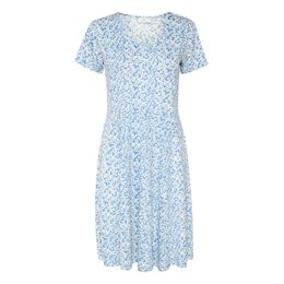 Midikleid Kaffe "Kleid KAmolly", Damen, Gr. L, N-Gr, blau (blau, chalk flower print), Obermaterial: 95% Viskose LENZING ECOVERO CV LenzEcov. 5% Elasthan EL., Kleider Midikleid