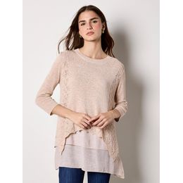Longbluse Apricot "Bluse", Damen, Gr. S (36), grau (stein), Strick, Obermaterial: 46% Polyacryl PAN. 45% Polyamid PA. 9% Polyester PES., uni, Gerippt, Blusen Longbluse, mit strukturierter Oberfl&auml;che