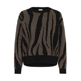 Strickpullover Kaffe "Strickpullover KAbitzy", Damen, Gr. L, schwarz (schwarz, moral m. animal), Obermaterial: 35% Polyester PES. 32% Polyacryl PAN. 17% Wolle mw. 12% Nylon NY. 4% Elasthan EL., Pullover Strickpullover