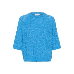 Strickpullover Kaffe "Strickpullover KAmalene", Damen, Gr. S, blau (malibu blau melange), Obermaterial: 78% Polyester PES. 13% Polyacryl PAN. 6% Wolle mw. 3% Elasthan EL., Pullover Strickpullover