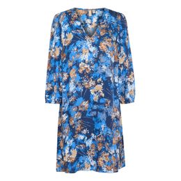 Midikleid Culture "Kleid CUMADI", Damen, Gr. L, N-Gr, blau (blau flower foil), Obermaterial: 100% Viskose CV., Kleider Midikleid