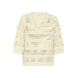 Strickpullover Kaffe "Strickpullover KAteresa", Damen, Gr. M, wei&szlig; (turtledove), Obermaterial: 50% Baumwolle CO. 50% Polyacryl PAN., Pullover Strickpullover