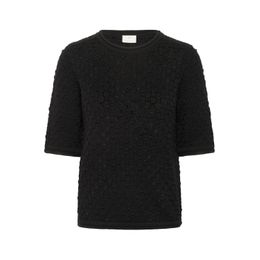 Strickpullover Kaffe "Strickpullover KAdina", Damen, Gr. L, schwarz (schwarz deep), Obermaterial: 50% Baumwolle CO. 50% Polyacryl PAN., Pullover Strickpullover