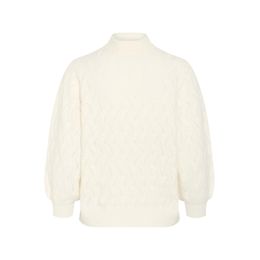 Strickpullover Kaffe "Strickpullover KArita", Damen, Gr. L, wei&szlig; (chalk), Obermaterial: 76% Polyacryl PAN. 21% Polyester PES. 3% Elasthan EL., Pullover Strickpullover