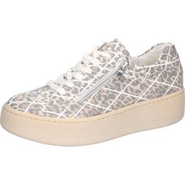 Waldl&auml;ufer Plateausneaker WALDL&Auml;UFER, Damen, Gr. 8 (42), beige, leo, Textil, gemustert, Schuhe Plateausneaker, Schn&uuml;rschuh, Halbschuh, Freizeitsneaker in trendiger Optik