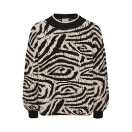 Strickpullover Kaffe "Strickpullover KAwilma", Damen, Gr. L, schwarz (schwarz, feather g. animal knit), Obermaterial: 46% Polyacryl PAN. 45% Nylon NY. 5% Wolle mw. 4% Elasthan EL., Pullover Strickpullover