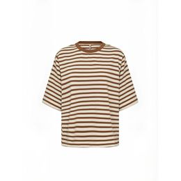 Kurzarmhemd soyaconcept "Soya Concept T-shirt SC-FIDELIA", Damen, Gr. M, Normalgr&ouml;&szlig;en, 8710c toffee combi, Obermaterial: 100% Baumwolle, Hemden
