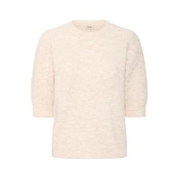 Strickpullover Fransa "Strickpullover FRKANVA", Damen, Gr. L, beige (limestone melange), Obermaterial: 74% Polyacryl PAN. 22% Polyester PES. 4% Elasthan EL., Pullover Strickpullover