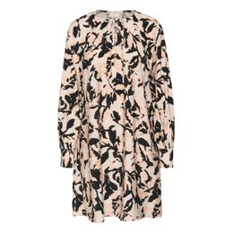 Midikleid Kaffe "Kleid KApaco", Damen, Gr. 36, N-Gr, beige (beige, schwarz, peach blurry leaf), Obermaterial: 87% Viskose LENZING ECOVERO CV LenzEcov. 13% Nylon NY., Kleider Midikleid