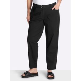 Chinohose sheego, Damen, Gr. 40, Normalgr&ouml;&szlig;en, schwarz, 97% Baumwolle, 3% Elasthan, unifarben, Hosen Chinohose