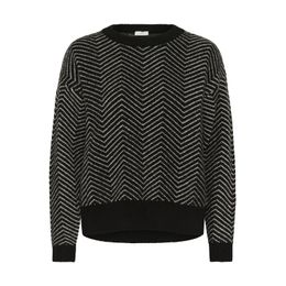 Strickpullover Kaffe "Strickpullover KAbitzy", Damen, Gr. L, schwarz (schwarz, feathergrau meliertzig zag), Obermaterial: 35% Polyester PES. 32% Polyacryl PAN. 17% Wolle mw. 12% Nylon NY. 4% Elasthan EL., Pullover Strickpullover