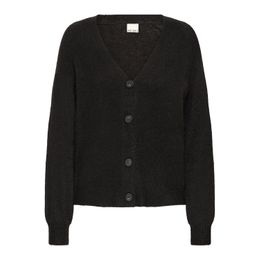 Strickjacke Ichi "Langarm IHKAMARA", Damen, Gr. L, schwarz, Obermaterial: 52% Polyacryl PAN. 30% Polyester PES. 15% Alpaka WP. 3% Elasthan EL., Strickjacken Strickjacke