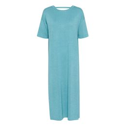 Midikleid Kaffe "Kleid KAregina", Damen, Gr. L, N-Gr, blau (teal), Obermaterial: 70% Viskose CV. 20% Nylon NY. 10% Polyester PES., Kleider Midikleid