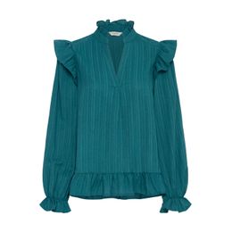 Kurzarmbluse B.Young "Kurzarm-Bluse BYJULIANA", Damen, Gr. 34, blau (reflecting pond), Obermaterial: 99% Polyester PES. 1% Elasthan EL., Blusen