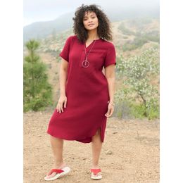 Tunikakleid sheego "Kleid", Damen, Gr. 48, Normalgr&ouml;&szlig;en, kirsche, 100% Baumwolle, unifarben, knielang, Rundhals, Kleider