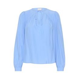 Langarmbluse Kaffe "Langarm-Bluse KAbarbara", Damen, Gr. 36, blau (vista blau), Obermaterial: 58% Polyester PES. 42% Viskose CV., Blusen