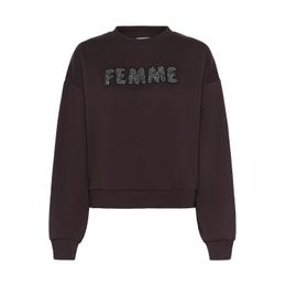 Sweatshirt Kaffe "Sweatshirt KAlise", Damen, Gr. L, braun (schwarz coffee), Obermaterial: 50% Baumwolle CO. 50% Polyester PES., Sweatshirts Sweatshirt