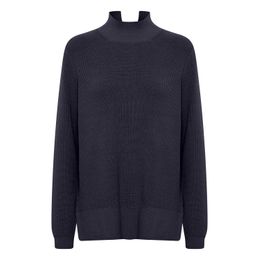 Strickpullover Ichi "Strickpullover IHBOSTON", Damen, Gr. L, blau (total eclipse), Obermaterial: 50% Viskose CV. 28% Polyester PES. 22% Nylon NY., Pullover Strickpullover