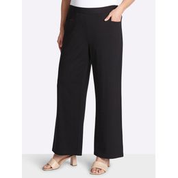 Sweathose sheego, Damen, Gr. 42, Normalgr&ouml;&szlig;en, schwarz, 70% Viskose, 25% Polyamid, 5% Elasthan, unifarben, Hosen Sweathose