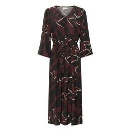 Midikleid Kaffe "Kleid KAmille", Damen, Gr. 34, N-Gr, rot (windsor wine, schwarz flower), Obermaterial: 50% Viskose CV. 50% Viskose LENZING ECOVERO CV LenzEcov., Kleider Midikleid