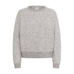 Strickpullover Kaffe "Strickpullover KAbitzy", Damen, Gr. XL, grau (grau m., chalk zig zag), Obermaterial: 35% Polyester PES. 32% Polyacryl PAN. 17% Wolle mw. 12% Nylon NY. 4% Elasthan EL., Pullover Strickpullover