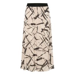 Midirock Kaffe "Rock KAarchy", Damen, Gr. 34, beige (feather gray, schwarz graphic), Obermaterial: 100% Polyester PES., R&ouml;cke