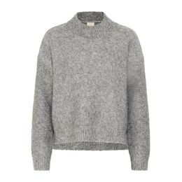 Strickpullover Kaffe "Strickpullover KAlabis", Damen, Gr. L, grau (grau melange), Obermaterial: 79% Polyester PES. 15% Polyacryl PAN. 6% Wolle mw., Pullover Strickpullover