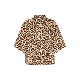 Hemdbluse Ichi "Hemd IHNIMA", Damen, Gr. 34, braun (braun leopard aop), Obermaterial: 100% Polyester PES., Blusen Hemdbluse