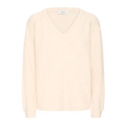 Strickpullover B.Young "Strickpullover BYOMEA", Damen, Gr. L, blau (birch melange), Obermaterial: 53% Polyester PES. 39% Polyacryl PAN. 5% Wolle mw. 3% Elasthan EL., Pullover Strickpullover