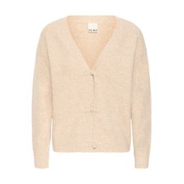 Strickjacke Ichi "Langarm IHDASILA", Damen, Gr. L, beige (oatmeal melange), Obermaterial: 54% Polyester PES. 23% Polyacryl PAN. 13% Nylon NY. 6% Wolle mw. 4% Elasthan EL., Strickjacken Strickjacke