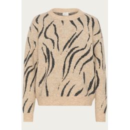 Strickpullover Kaffe "Strickpullover KAbillie", Damen, Gr. XL, beige (feather gray mel, dunkelgrau mel), Obermaterial: 35% Polyester PES. 32% Polyacryl PAN. 17% Wolle mw. 12% Nylon NY. 4% Elasthan EL., Pullover Strickpullover